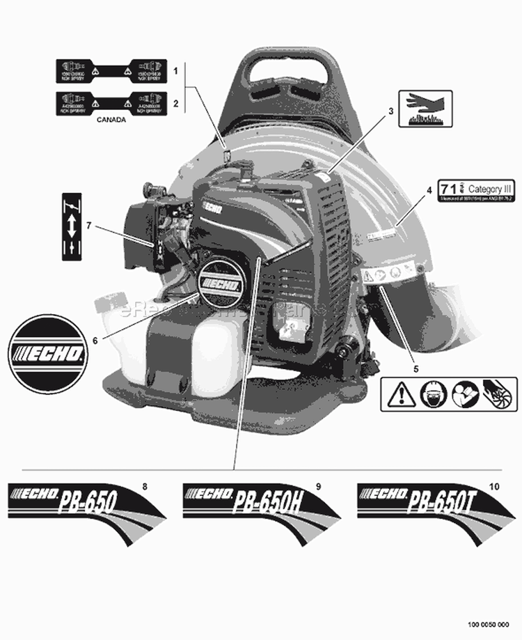 Label-Model--Pb-650 X503002651 - OEM Echo - eReplacementParts.com