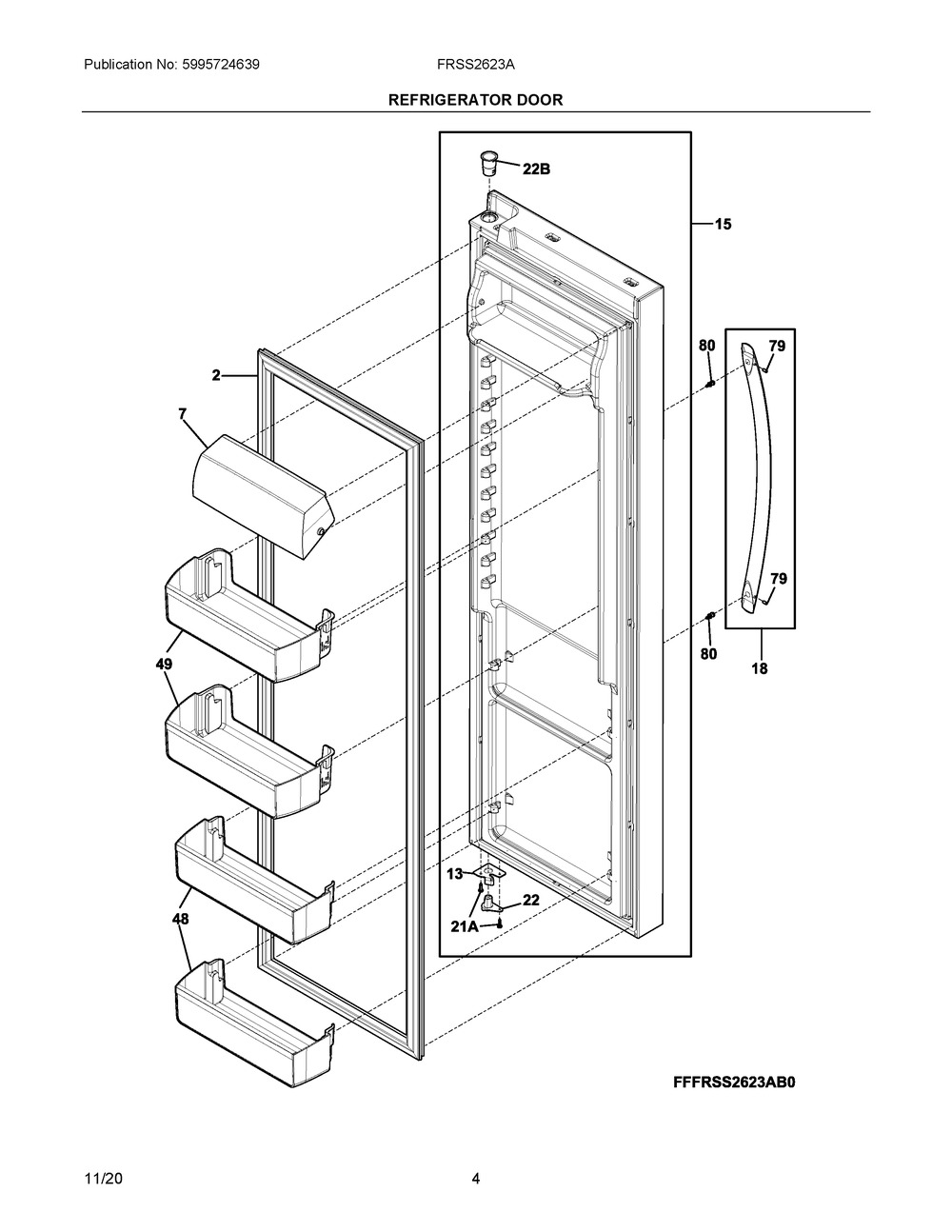 OEM Frigidaire 5304526137 DOOR ASSEMBLY - eReplacementParts.com