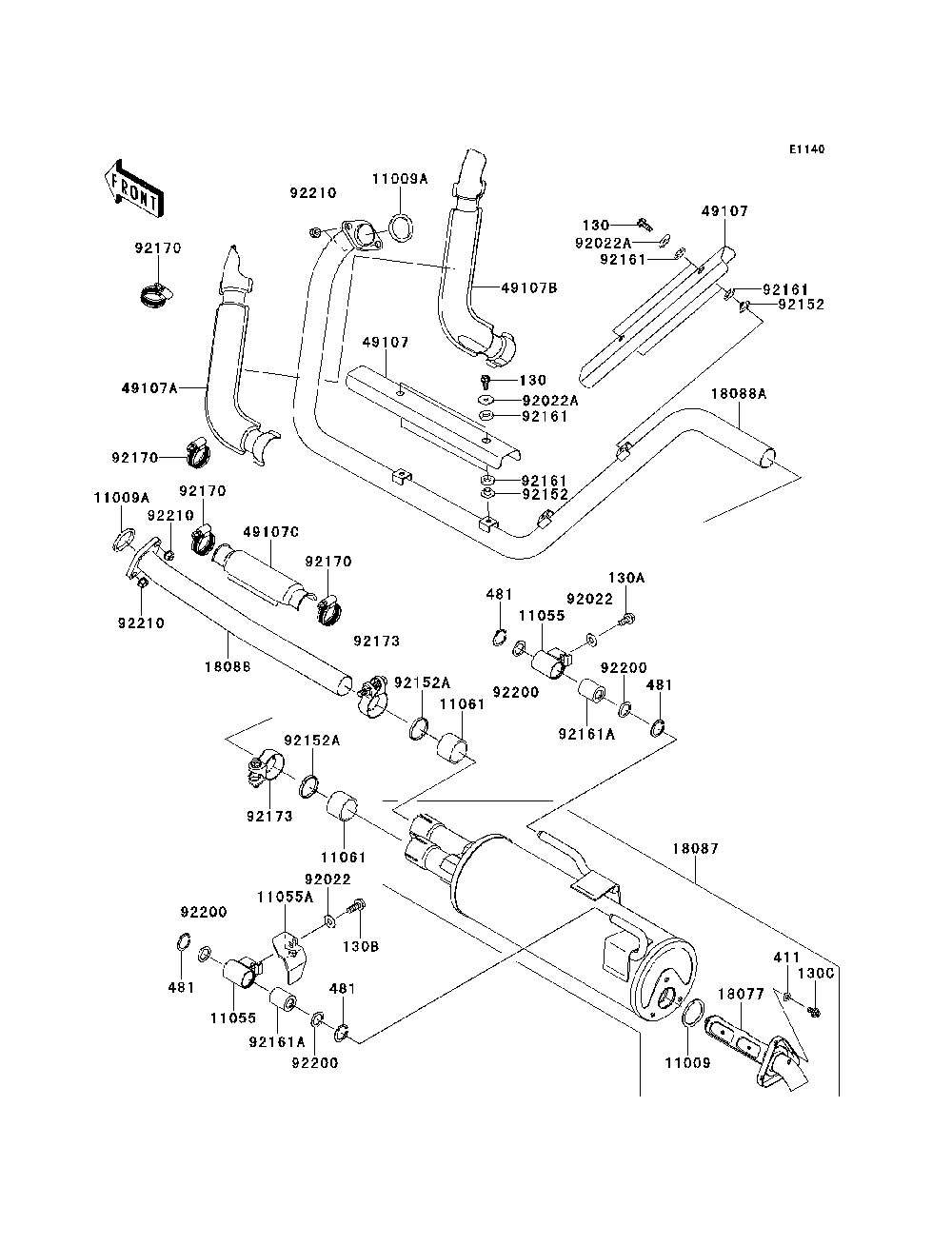 Gasket, Muffler Connec 11061-0360 - OEM Kawasaki - eReplacementParts.com