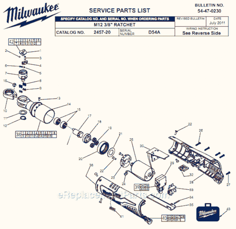 12v Li-ion 1.4 Ah Power Tool B 48-11-2401 - OEM Milwaukee ...