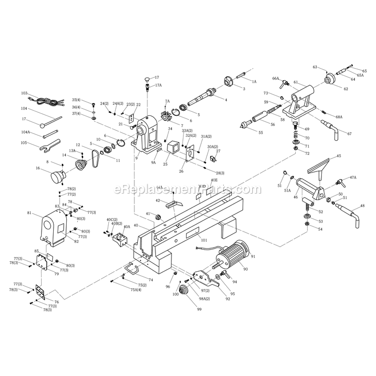 Spindle Lock Assembly L-1-4-7 P70-100-17A - OEM Rikon ...