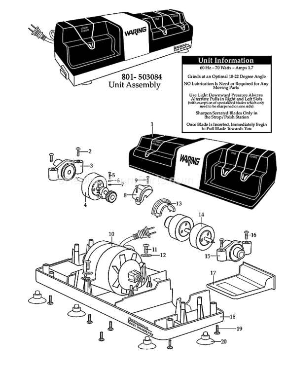 Grinding Wheels Assembly 503082 - OEM Waring - eReplacementParts.com