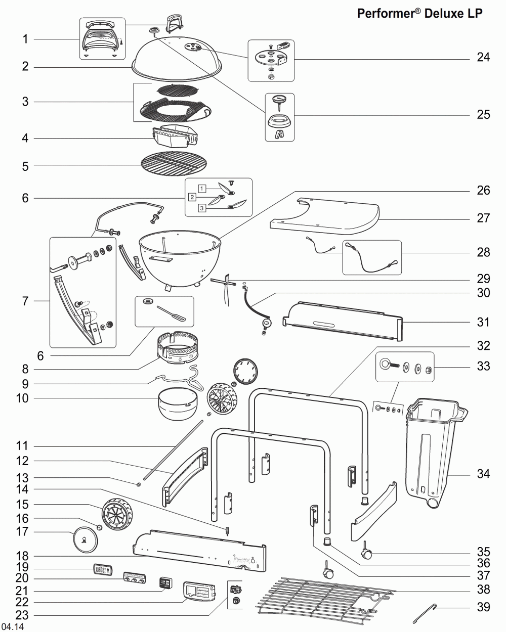 Bowl 22 P-vent Blk Perf Dlx 2 69516 - OEM Weber - eReplacementParts.com